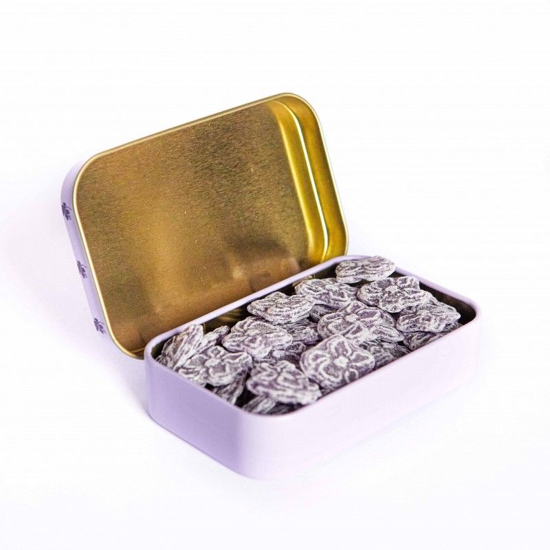 SMALL TIN 65 g SUGAR FREE VIOLET CANDIES